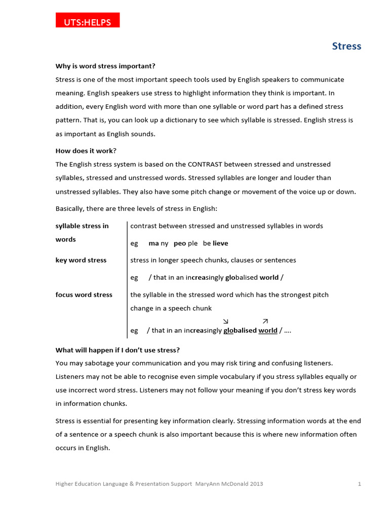 Pronunciation 3 - Handout - 0 | PDF