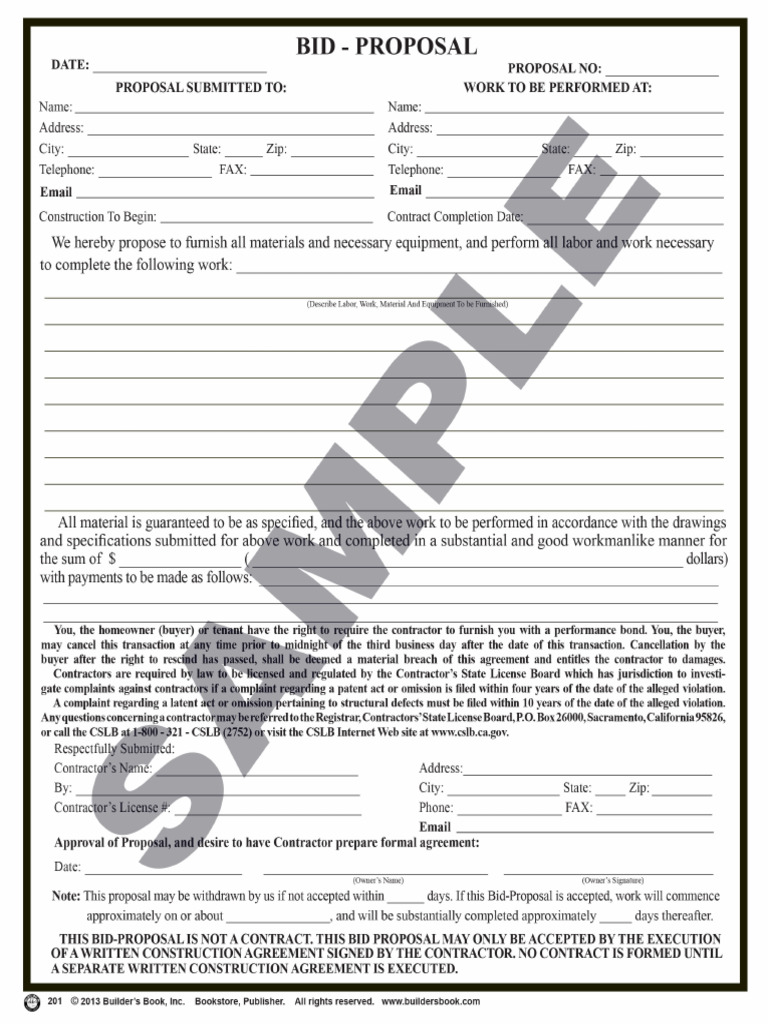 Sample Construction Bid Proposal | PDF