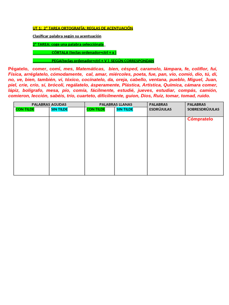 Ut 1 2 Tarea de Ortografía | PDF