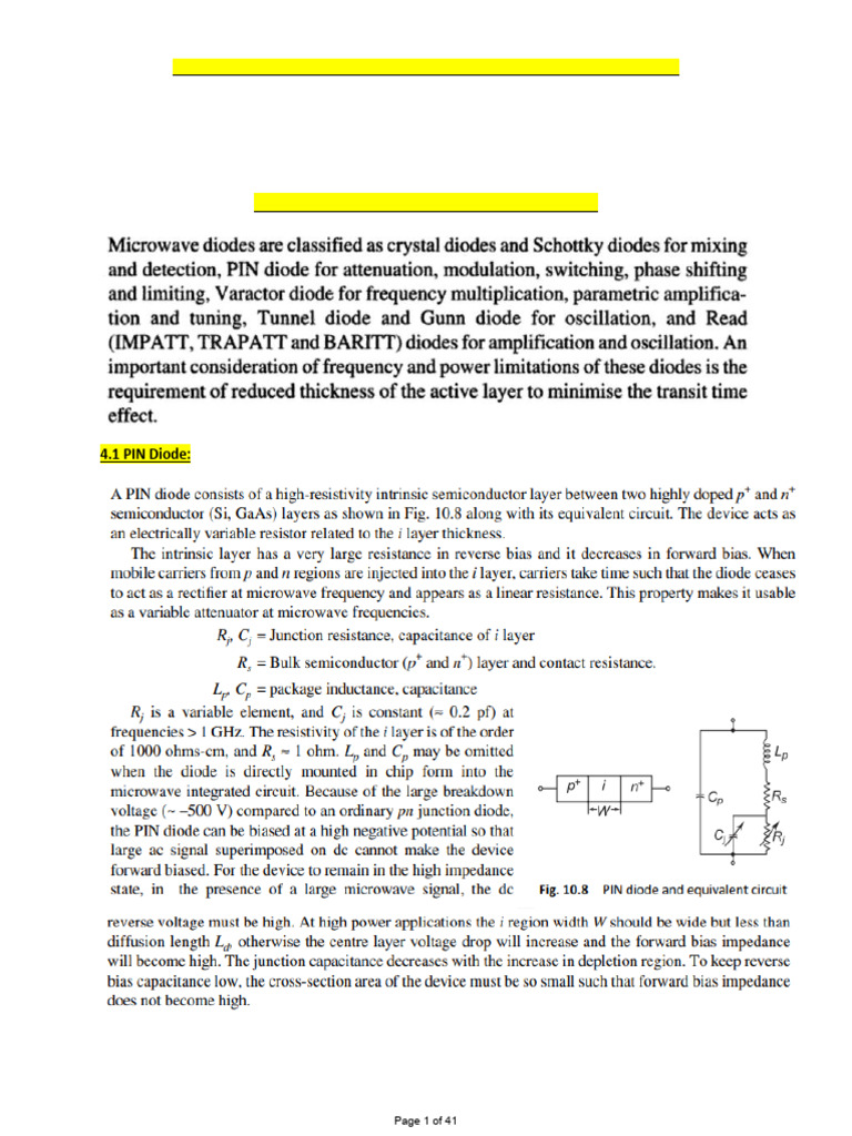 UNIT 4 - MICROWAVE SOLID-STATE AND VACUUM TUBE DEVICES | PDF