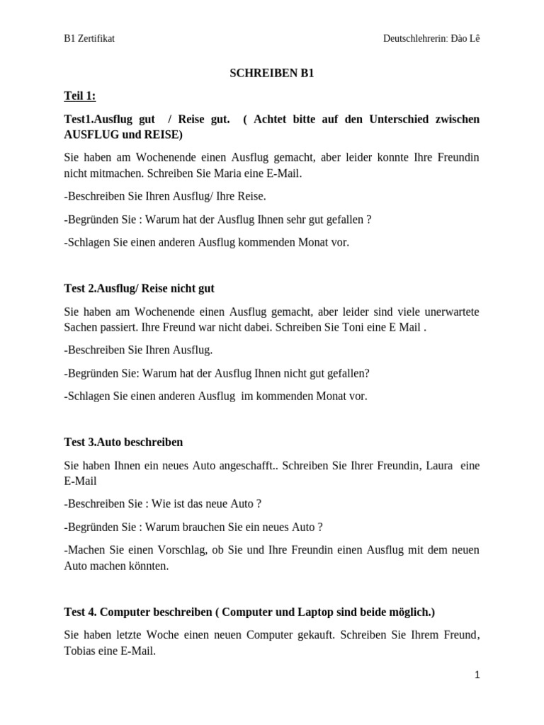 B1 Schreiben Goethe | PDF