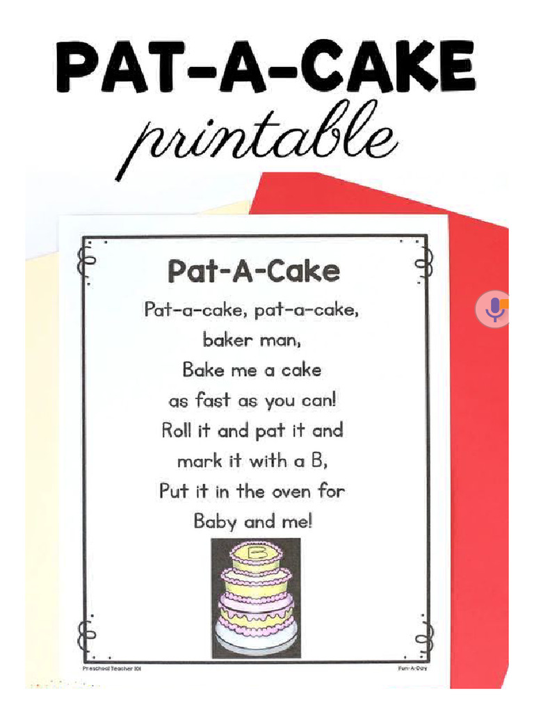Pat a cake poem | PDF