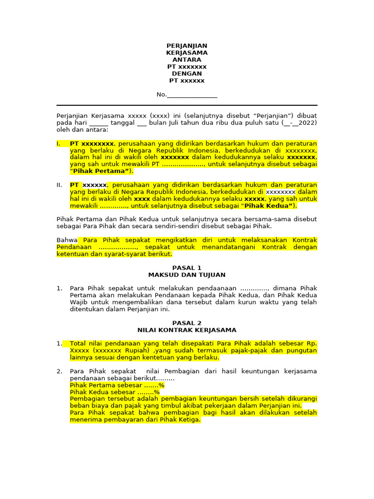 PERJANJIAN Pendanaan | PDF