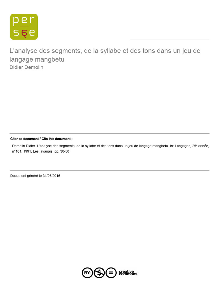 Demolin - Analyse Des Segments | PDF