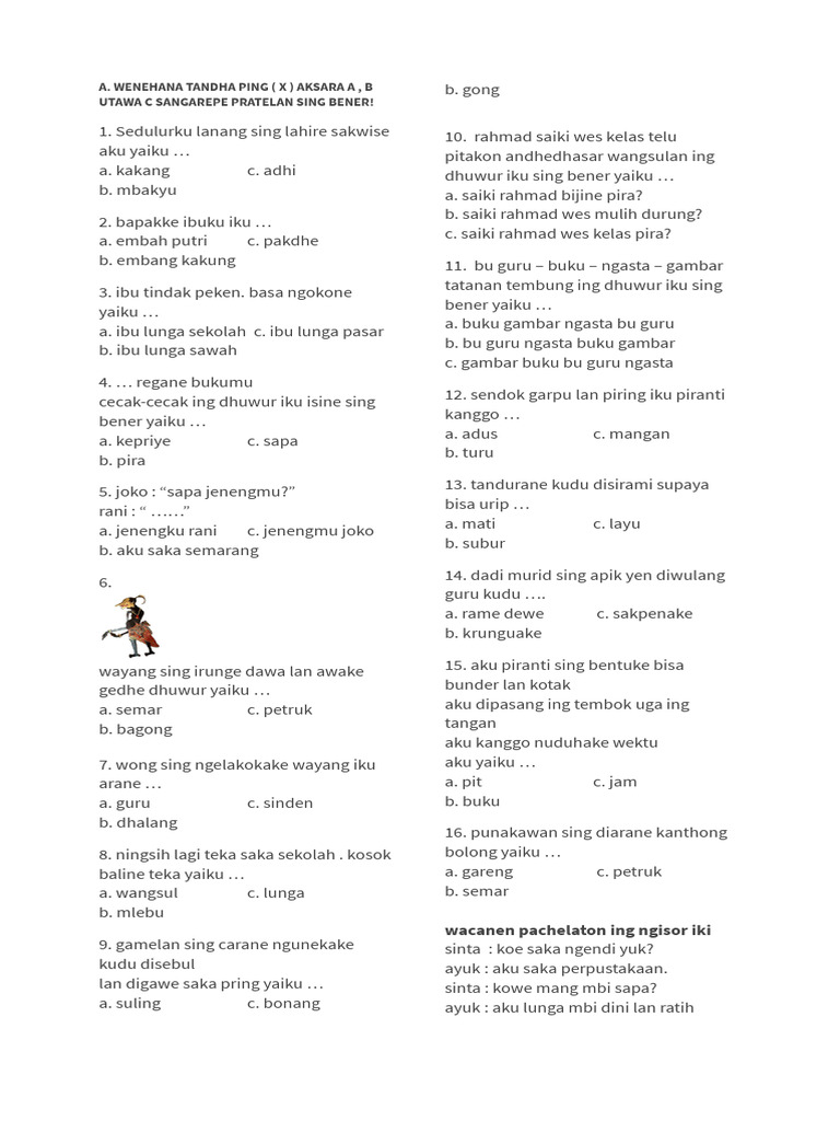 Bahasa Jawa Kelas 2 | PDF