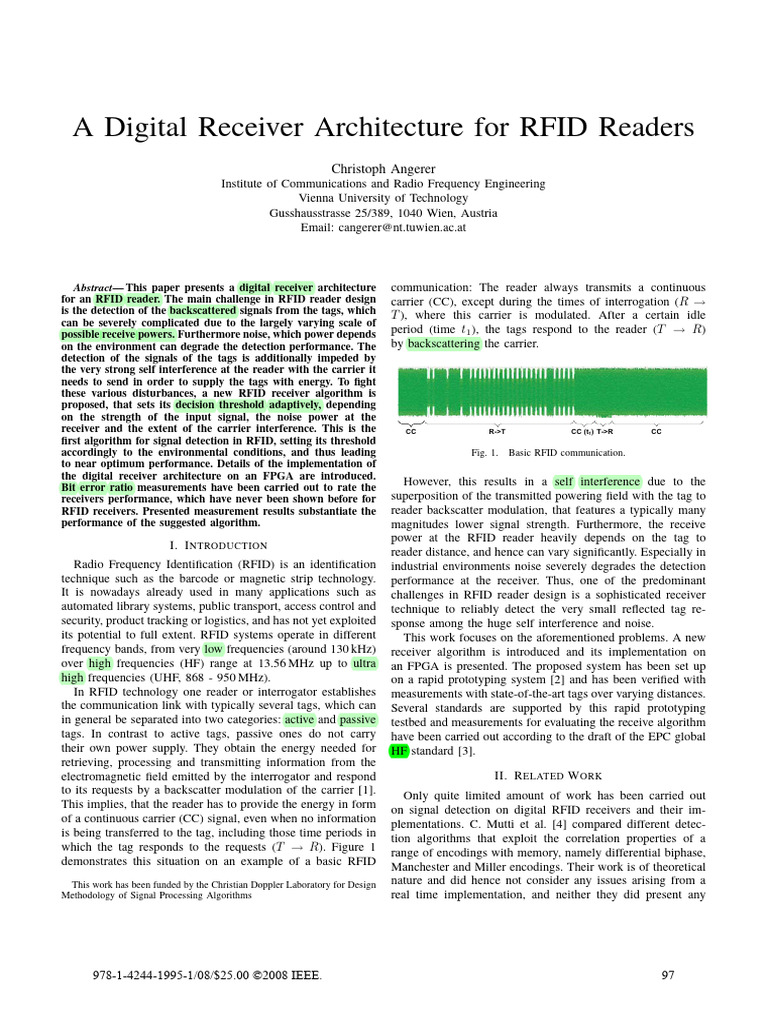 - A Digital Receiver Architecture for RFID Readers | PDF