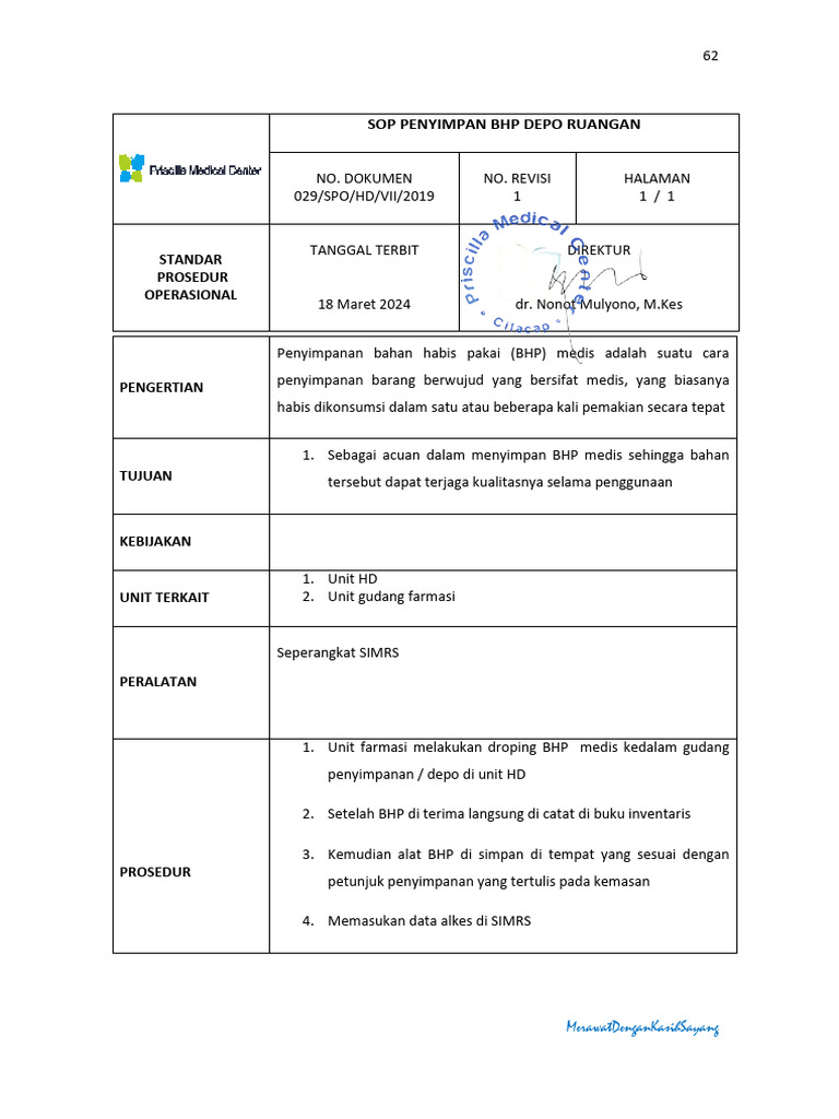 029 SPO Penyimpanan Alat BHP | PDF