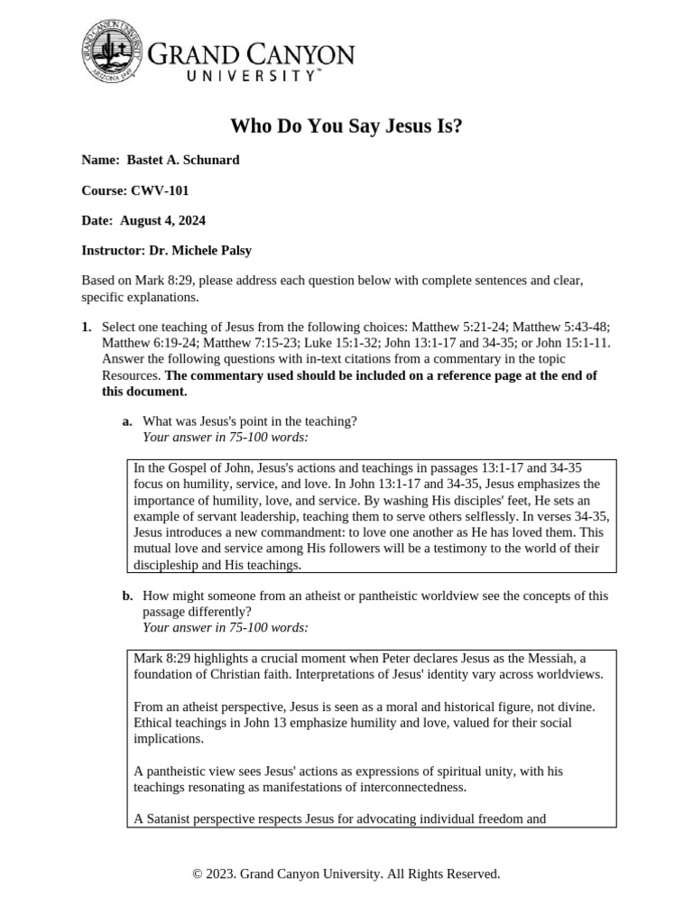CWV 101 301 RS T4WhoDoYouSayJesusIs Redone | PDF