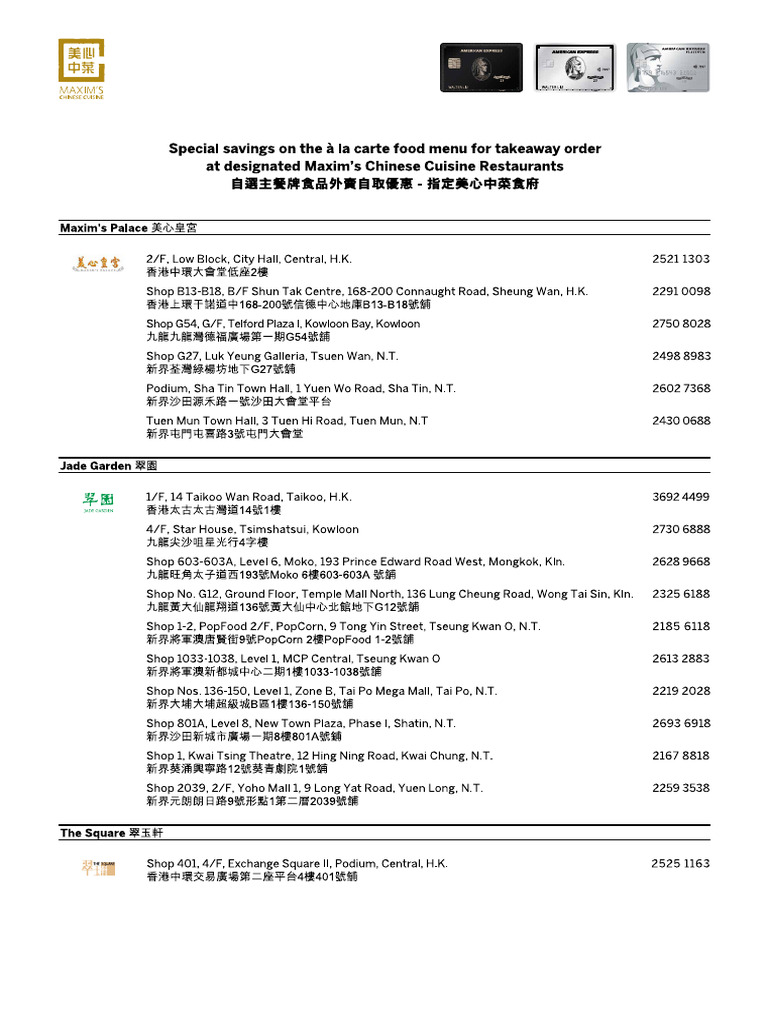 Takeaway Offer Participating Restaurants | PDF