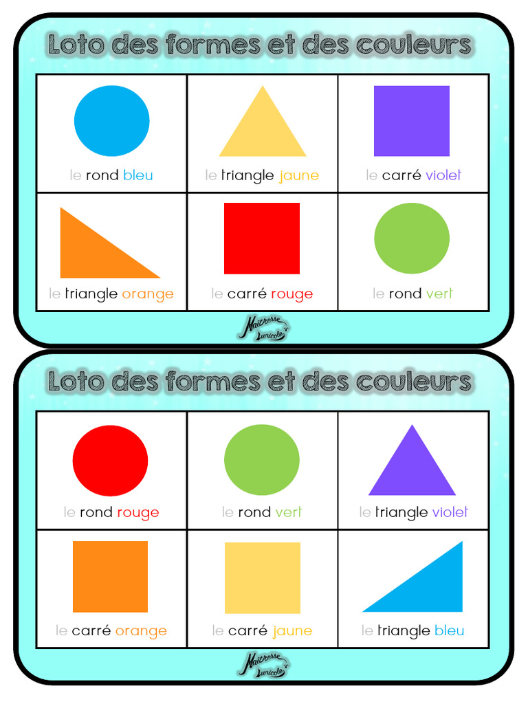 Loto Des Formes Et Des Couleurs Niveau 1 | PDF