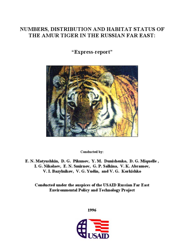 Numbers, Distribution And Habitat Status Of The Amur Tiger In The ...