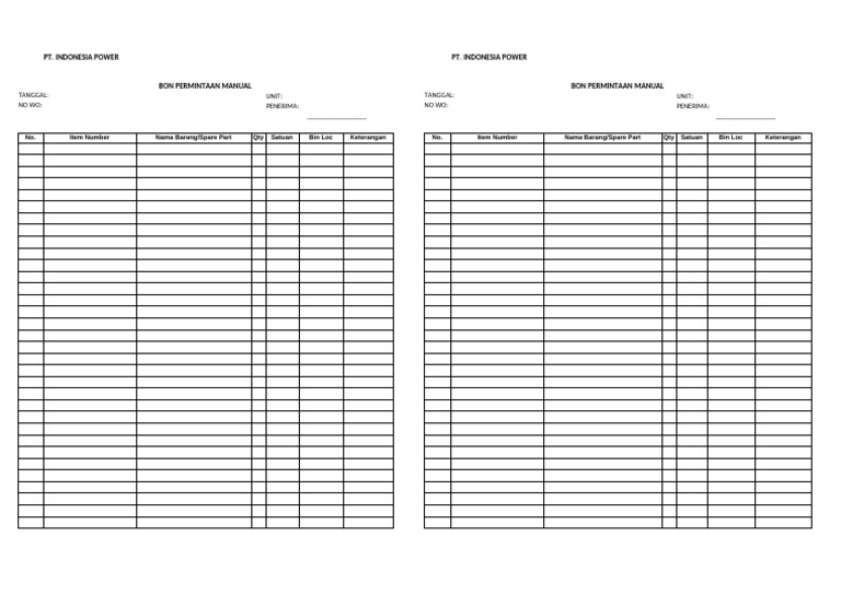 Bon Permintaan Manual | PDF