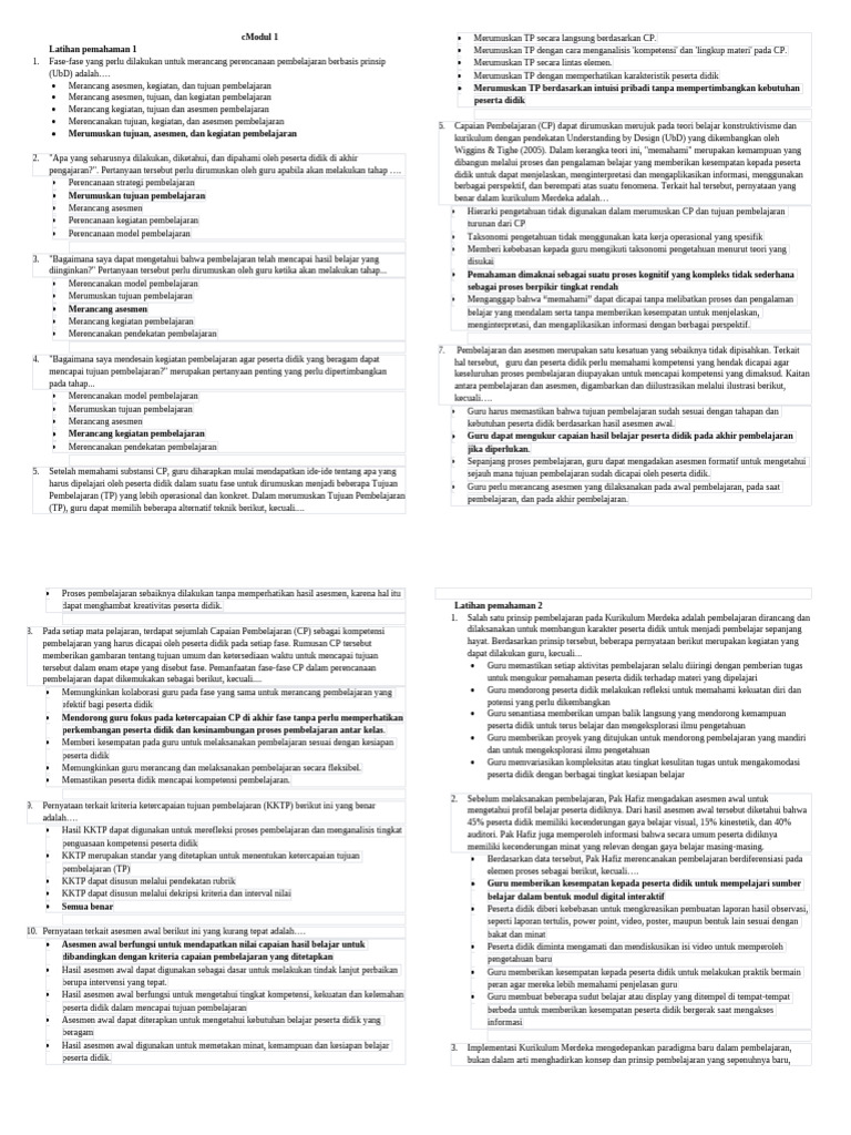 Latihan Pemahaman Dan Pretes Modul 123 | PDF