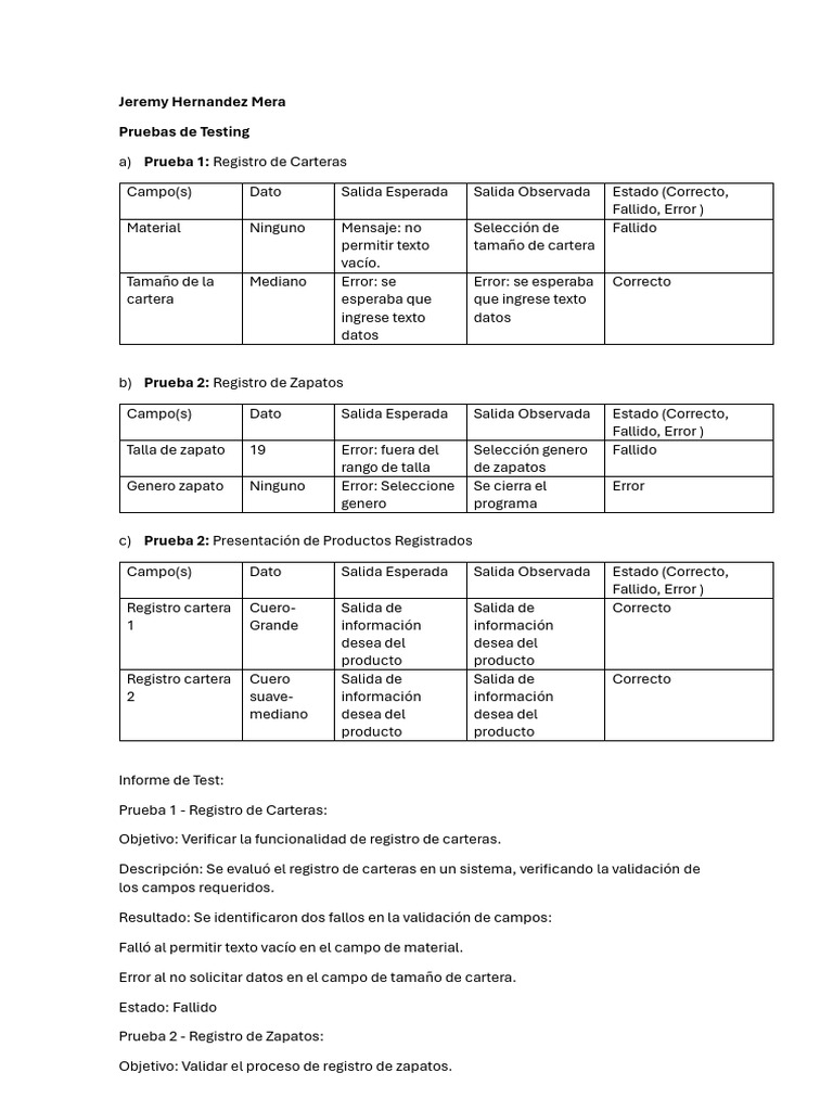 Pruebas e Informe | PDF