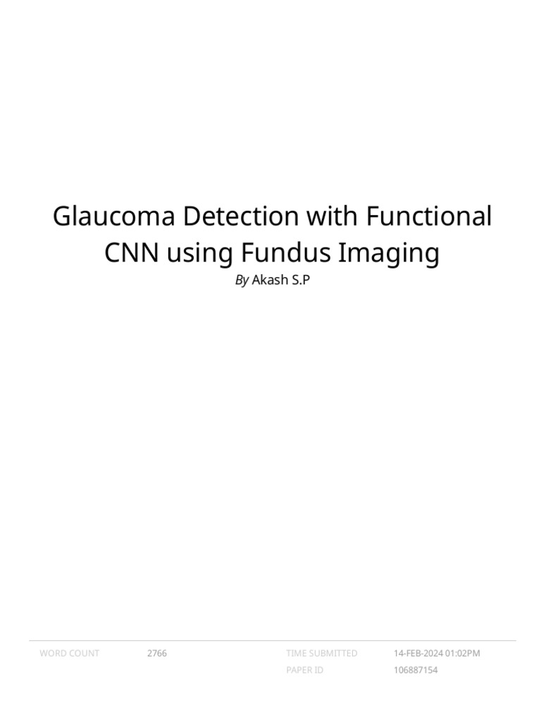 Glaucoma Detection With Functional CNN Using Fundu | PDF