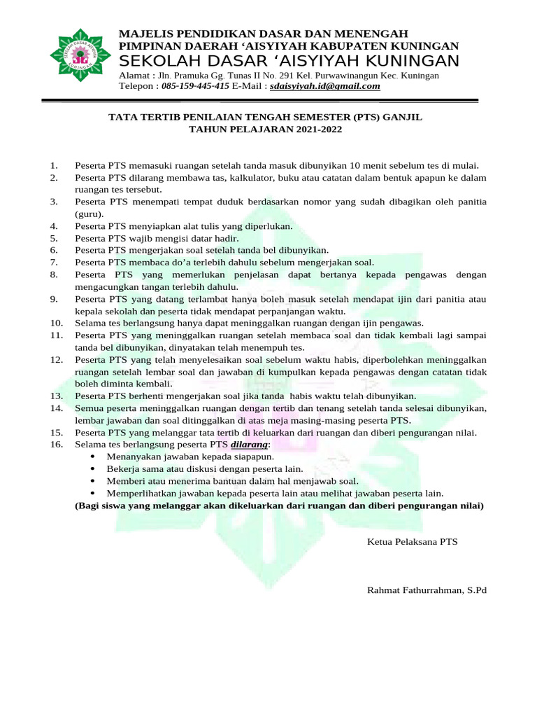 Tata Tertib PTS | PDF