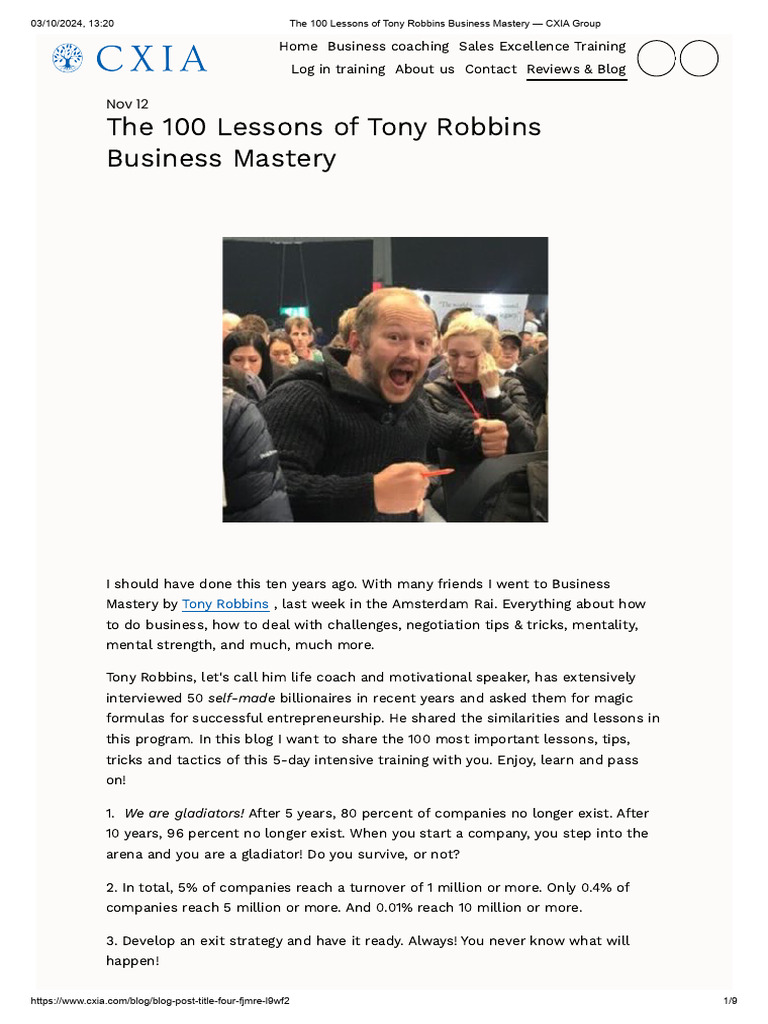 100 Lessons from Tony Robbins' Mastery | PDF | Business Economics ...