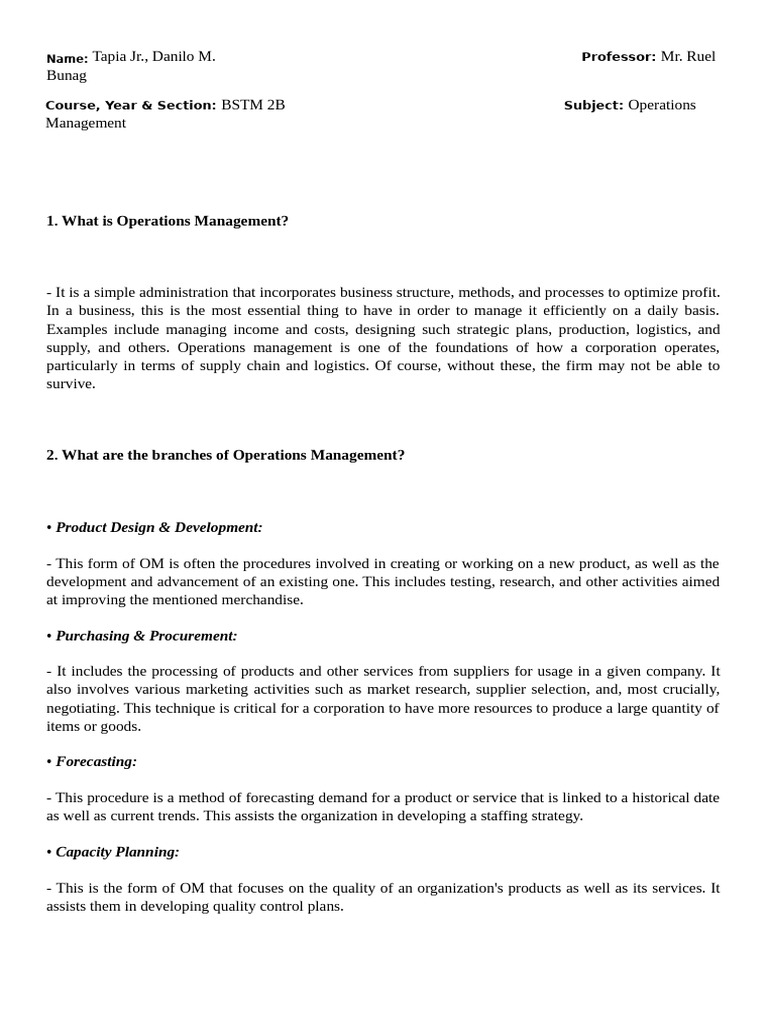 Operations Management | PDF