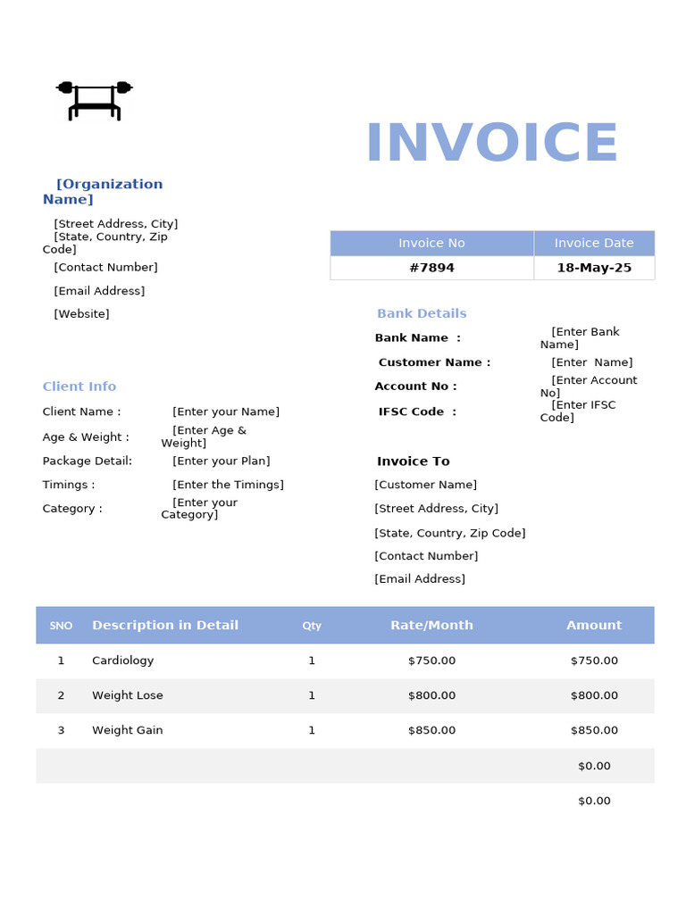 Gym Invoice | PDF