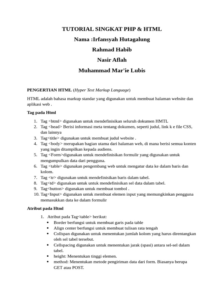 Tutorial Singkat PHP | PDF