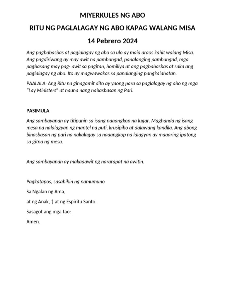 Miyerkules NG Abo | PDF
