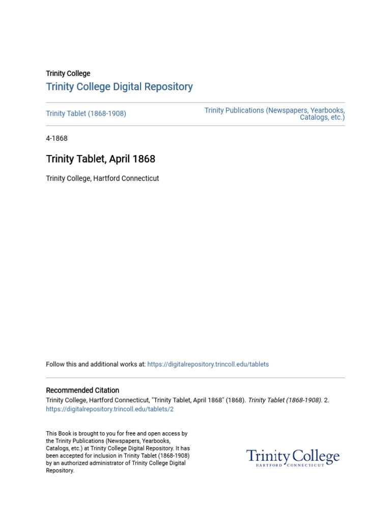 Trinity Tablet April 1868 | PDF