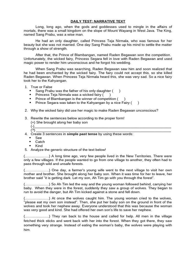Daily Test Narrative Text | PDF