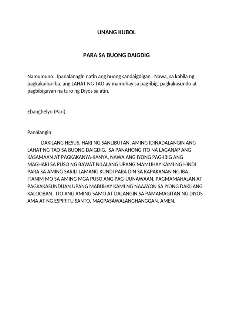 UNANG KUBOL | PDF