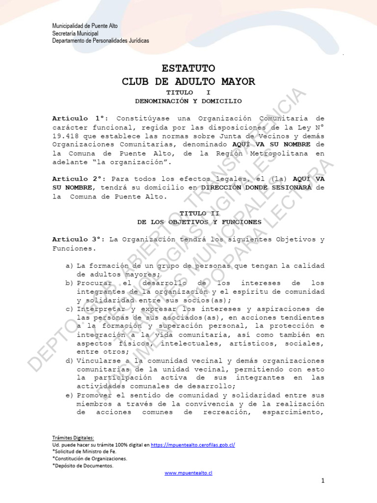 26estatuto Club Adulto Mayor | PDF | Syntax | Politics