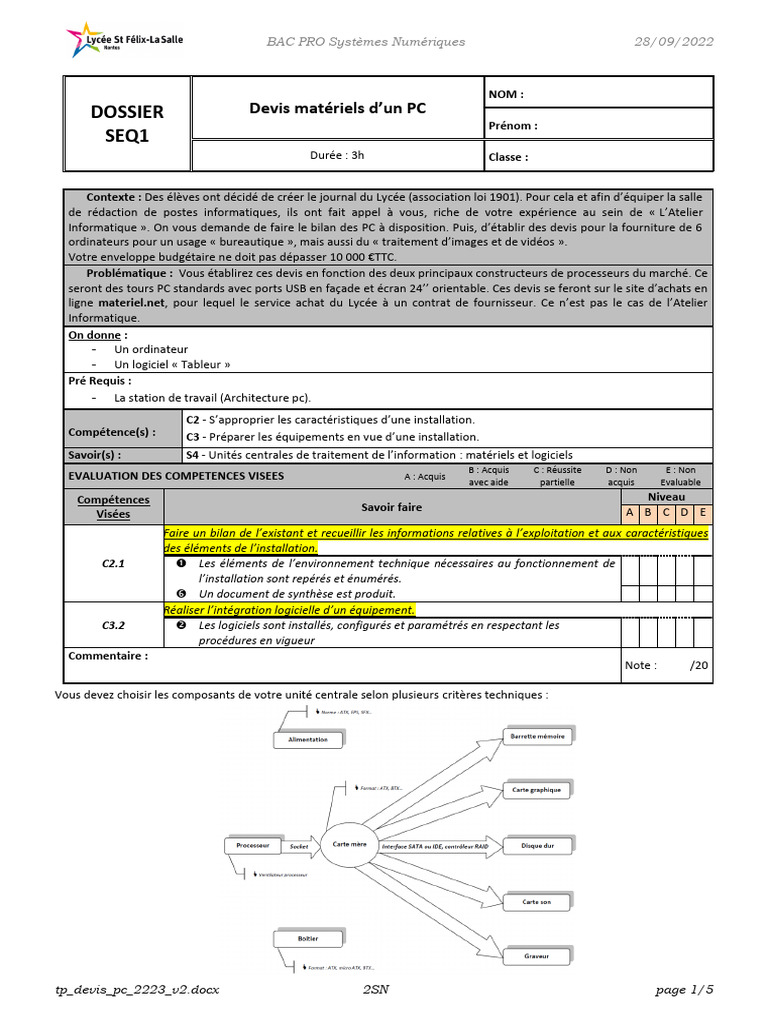 TD Devis PC 2223 v2 | PDF