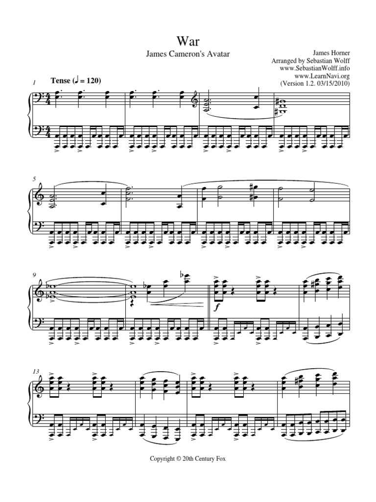 Avatar War (Piano Sheet Music) | PDF | Unrest