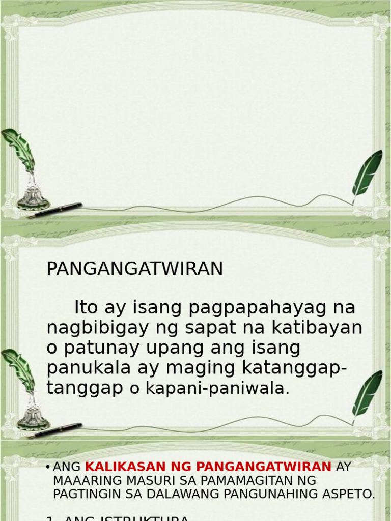 Kahulugan Kalilakasan at Katangian NG Pangangatwiran | PDF