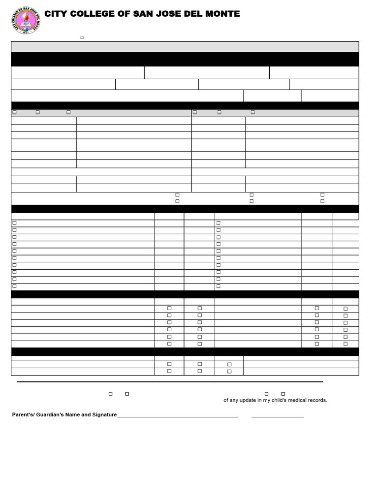 2024 Student's Medical Information Template | PDF