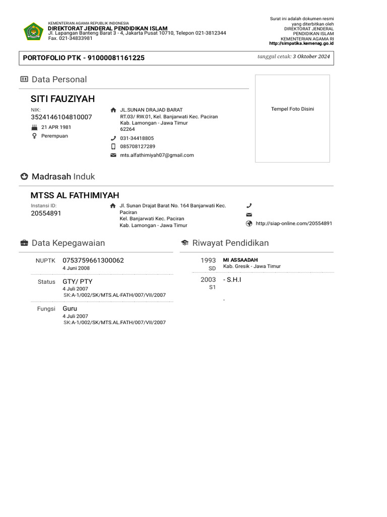 Bu Fauziyah PKG | PDF