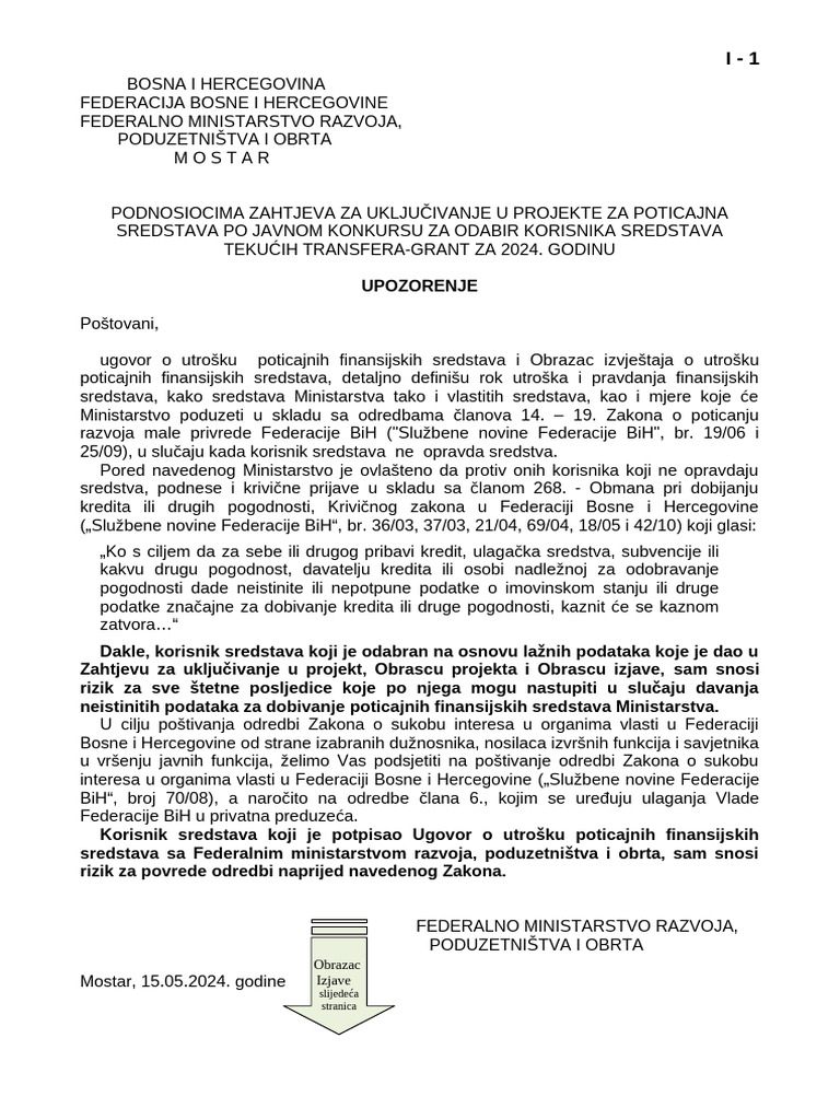 Izjava o Realizaciji Projekta I 1 7 | PDF