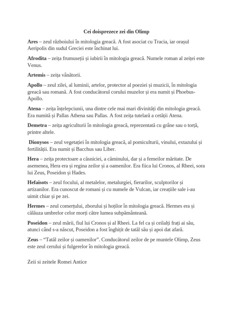 Zeii Lumii Antice | PDF