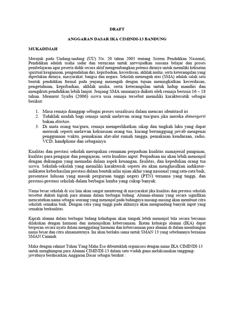 Draft AD IKA CIMINDI-13 | PDF
