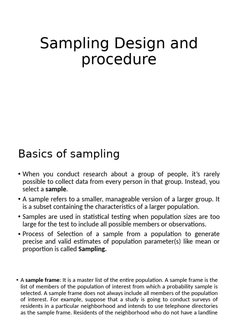 Sampling Design and Procedure | PDF