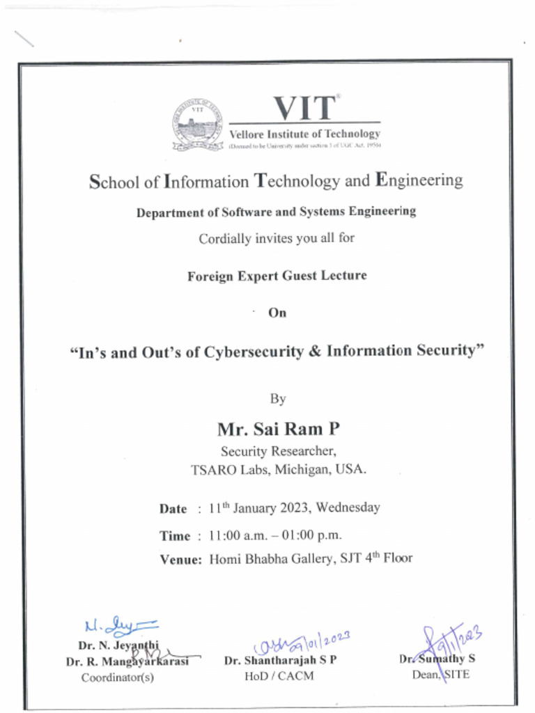 Cybersecurity - GL - Invitation | PDF