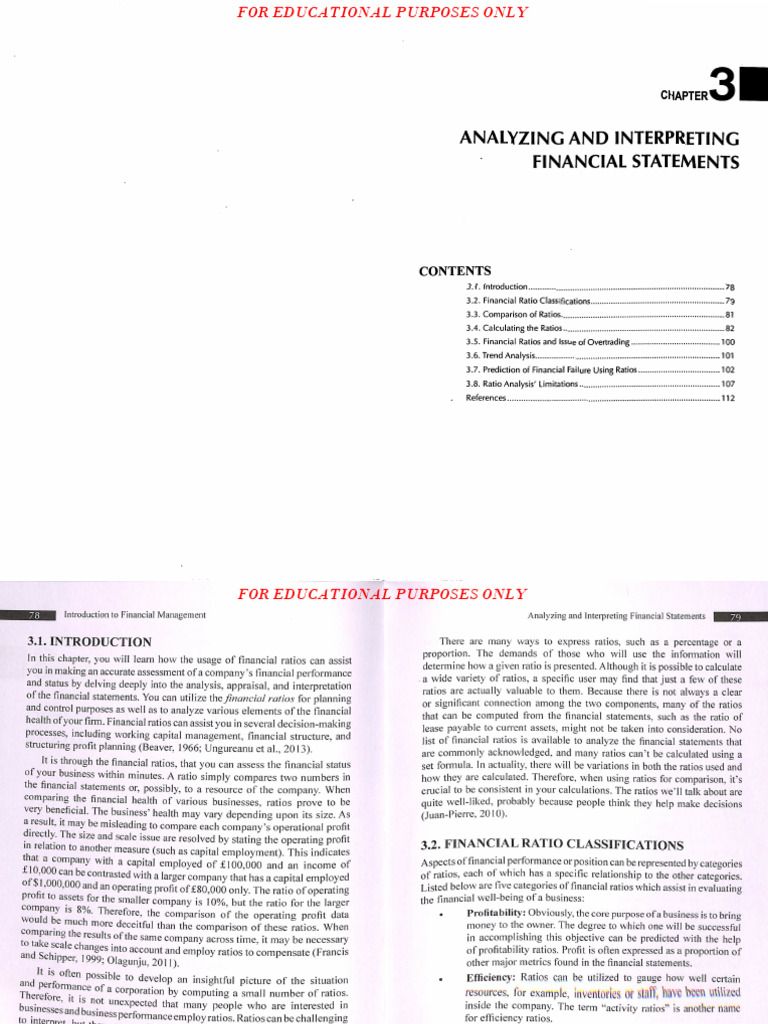 Chapter 3 Analyzing and Interpreting Financial Statements | PDF