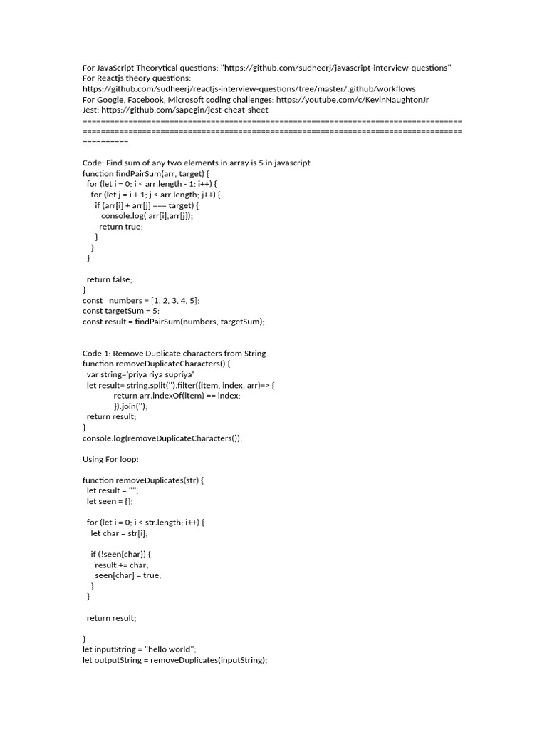 Js Coding Interview Questions | PDF Js Coding Interview Questions | PDF