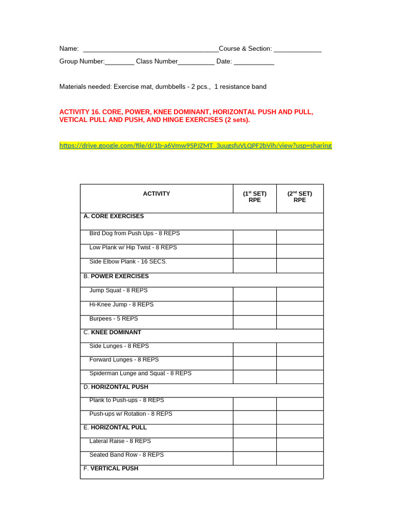 Activity 16 Scoresheet | PDF