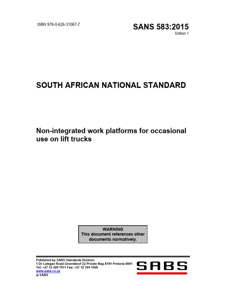SANS 583 - Forklift Man Cage | PDF
