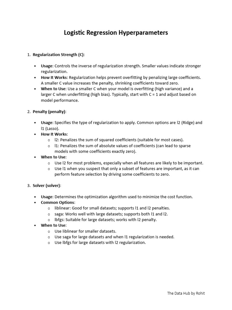 Logistic Regression Hyperparameters | PDF