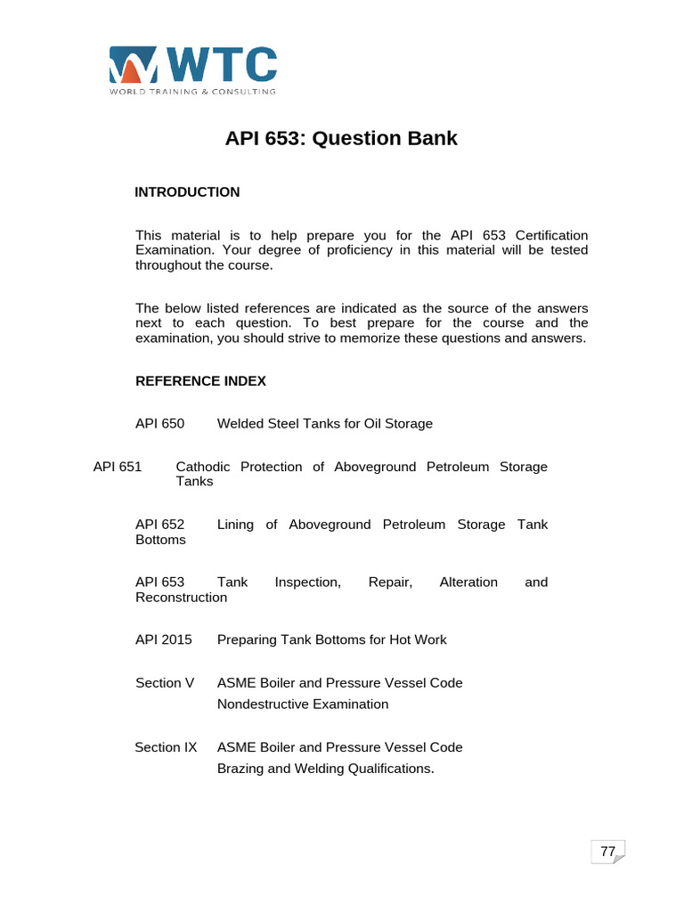 API 653 PC Question Bank | PDF