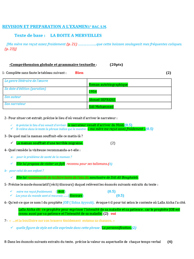1bac Revision Et Preparation A L'examen Oubaaddi | PDF