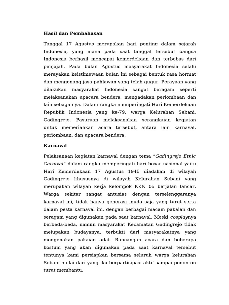 Hasil Karnaval | PDF