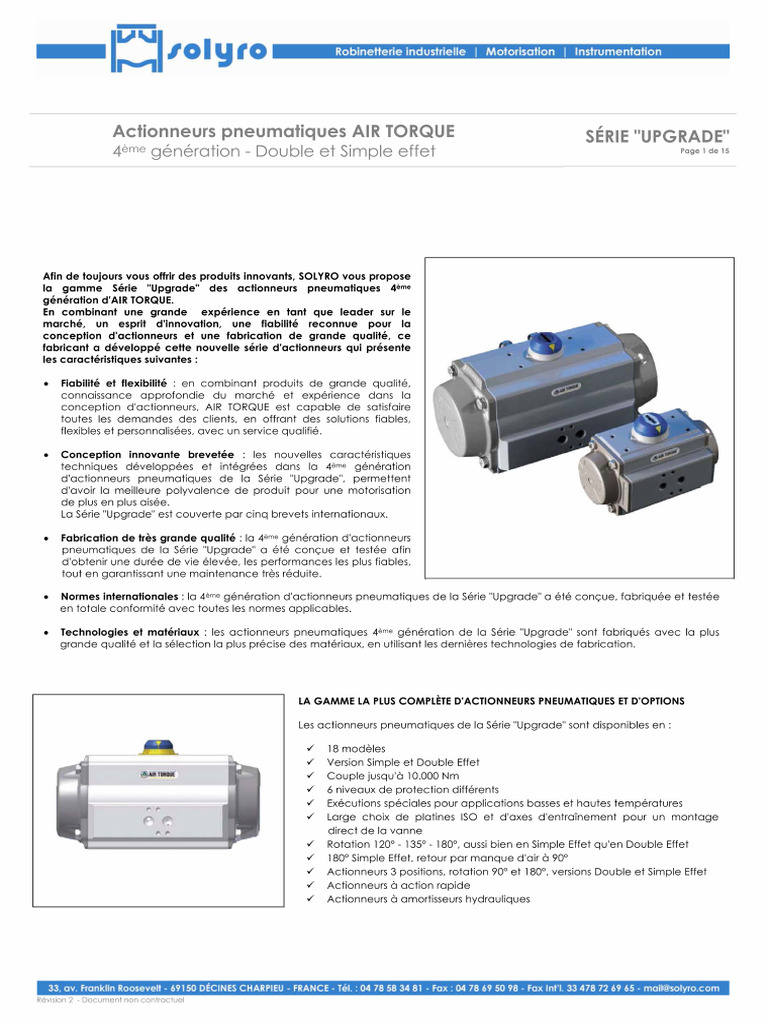 Actionneurs Pneumatique AIR TORQUE - UPGRADE | PDF