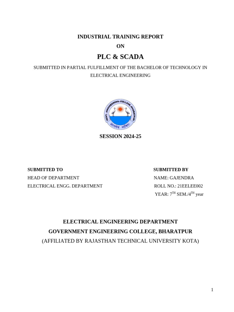 PLC SCADA Training Report | PDF