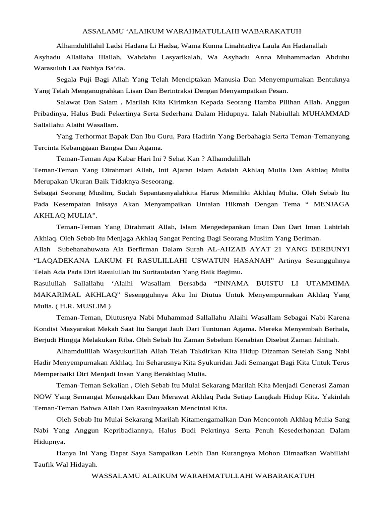 Ceramah Akhlak Mulia | PDF